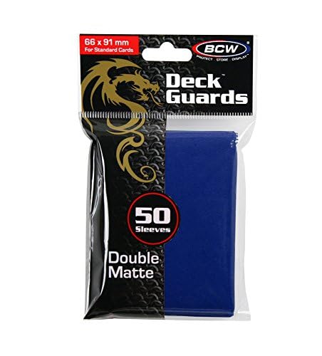 BCW Deck Guard - Double Matte Card Sleeves | 500 Count Box (10 Packs of 50 Sleeves) |Acid-Free, No PVC | Fits 2.5" x 3.5" Game Cards | Archival Safe Sleeves for Card Protection (Blue)