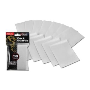 BCW Deck Guard - Double Matte Card Sleeves | 500 Count Box (10 Packs of 50 Sleeves) |Acid-Free, No PVC | Fits 2.5" x 3.5" Game Cards | Archival Safe Sleeves for Card Protection (White)