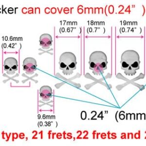 Inlay Sticker Fret Markers for Guitars & Bass - Skull with Crossbones (Sideways) - White Pearl