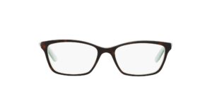 ralph by ralph lauren women's ra7044 cat eye prescription eyewear frames, shiny havana on aquamarine/demo lens, 52 mm