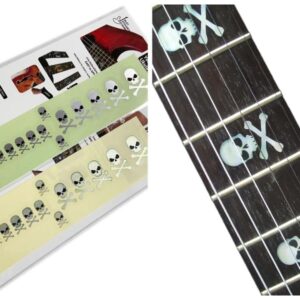 Inlay Sticker Fret Markers for Guitars & Bass - Skull with Crossbones (Sideways) - White Pearl