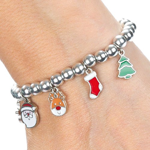 Baker Ross EF961 Christmas Charms - Pack of 24, Ideal for Jewelry, Bracelet, Necklace and KeychainMaking, Kids' Arts and Crafts, Gifts