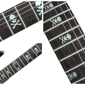 Inlay Sticker Fret Markers for Guitars & Bass - Skull with Crossbones (Sideways) - White Pearl