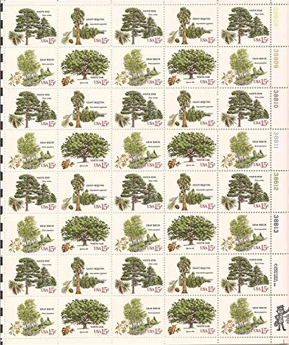 USPS 1978 American Trees - Full Sheet of 40 x 15 Cent Stamps Sheet - Scott 1764-7