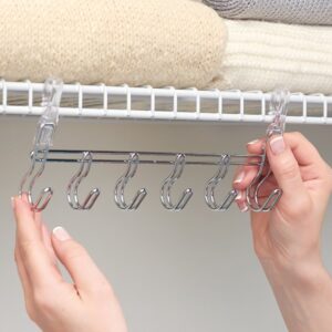 iDesign Tru-Grasp Steel/BPA-Free Plastic Under-Shelf Organizer Hooks - 10.6" x 4.1" x 1.3", Clear/Chrome