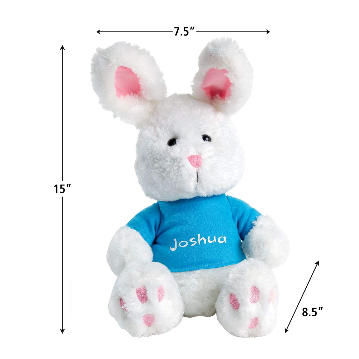 Lillian Vernon Personalized Easter Bunny with Pink T-Shirt Plush Toy - Stuffed Animal, Baby Toys, Holiday & Birthday Party Gifts, Custom Embroidered Name, 12 Inches Tall