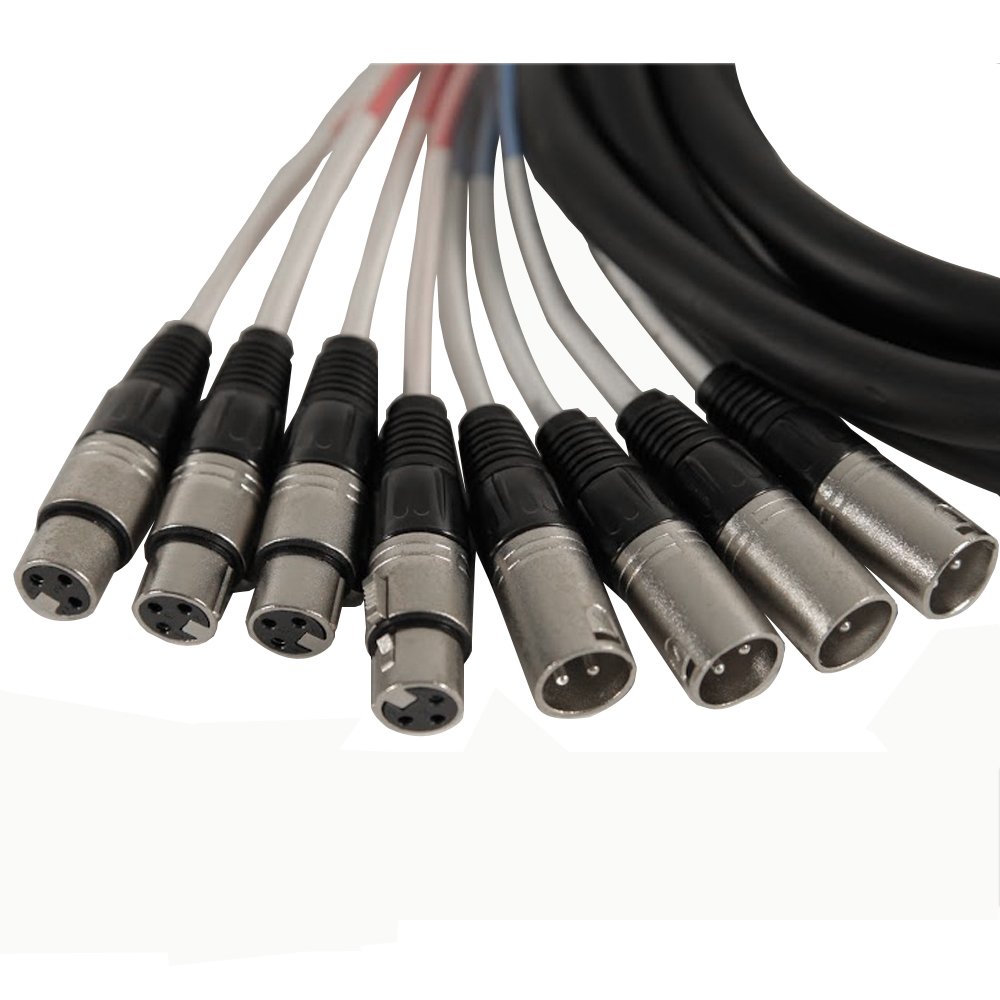 Seismic Audio SATXSW-8x10 4-Channel 10-Feet Insert Snake Cable 8 TRS to 4 XLR Male and 4 XLR Female