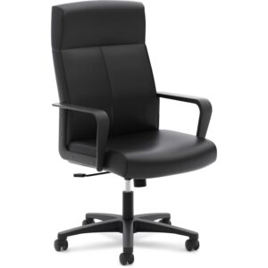 hon validate leather executive chair - high back armed office chair for computer desk, black (hvl604)