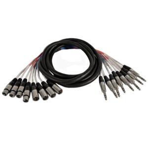 seismic audio satxsw-8x10 4-channel 10-feet insert snake cable 8 trs to 4 xlr male and 4 xlr female