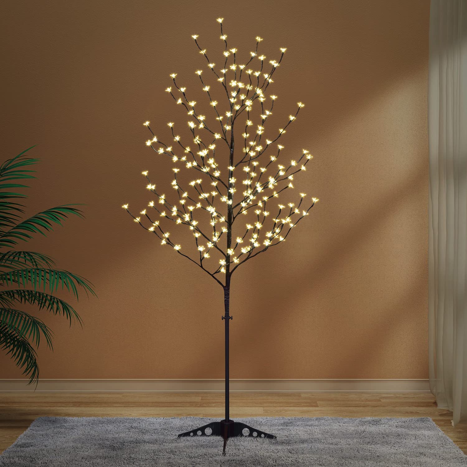 LIGHTSHARE 6.5 feet 208L LED Lighted Cherry Blossom Tree, Warm White, Decorate Home Garden, Spring, Summer, Wedding, Birthday, Christmas Holiday, Party, for Indoor and Outdoor Use