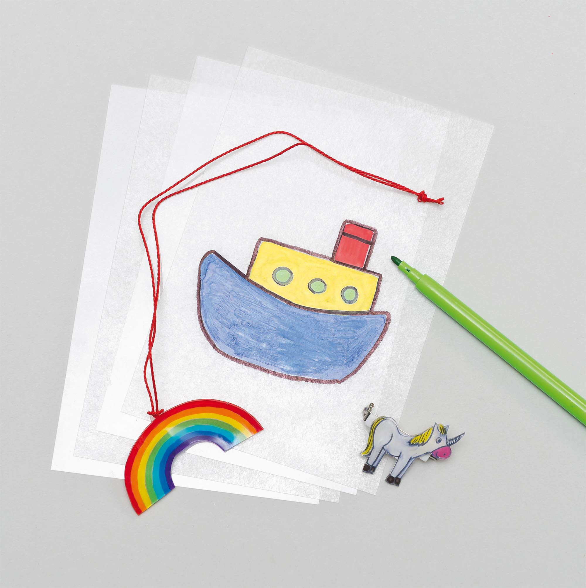 Baker Ross-AF105 Super Shrink Sheets, Perfect for Children to Decorate and Create Art Projects, Ideal for Home, Craft Groups, Party Crafting and More (Pack of 10)-Transparent