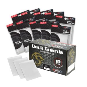 bcw deck guard - double matte card sleeves | 500 count box (10 packs of 50 sleeves) |acid-free, no pvc | fits 2.5" x 3.5" game cards | archival safe sleeves for card protection (white)