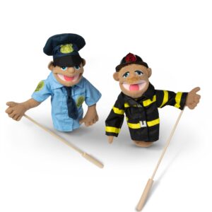 Melissa & Doug Rescue Puppet Set - Police Officer and Firefighter - Soft, Plush Puppets For Kids Ages 3+