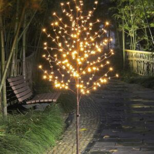 LIGHTSHARE 6.5 feet 208L LED Lighted Cherry Blossom Tree, Warm White, Decorate Home Garden, Spring, Summer, Wedding, Birthday, Christmas Holiday, Party, for Indoor and Outdoor Use