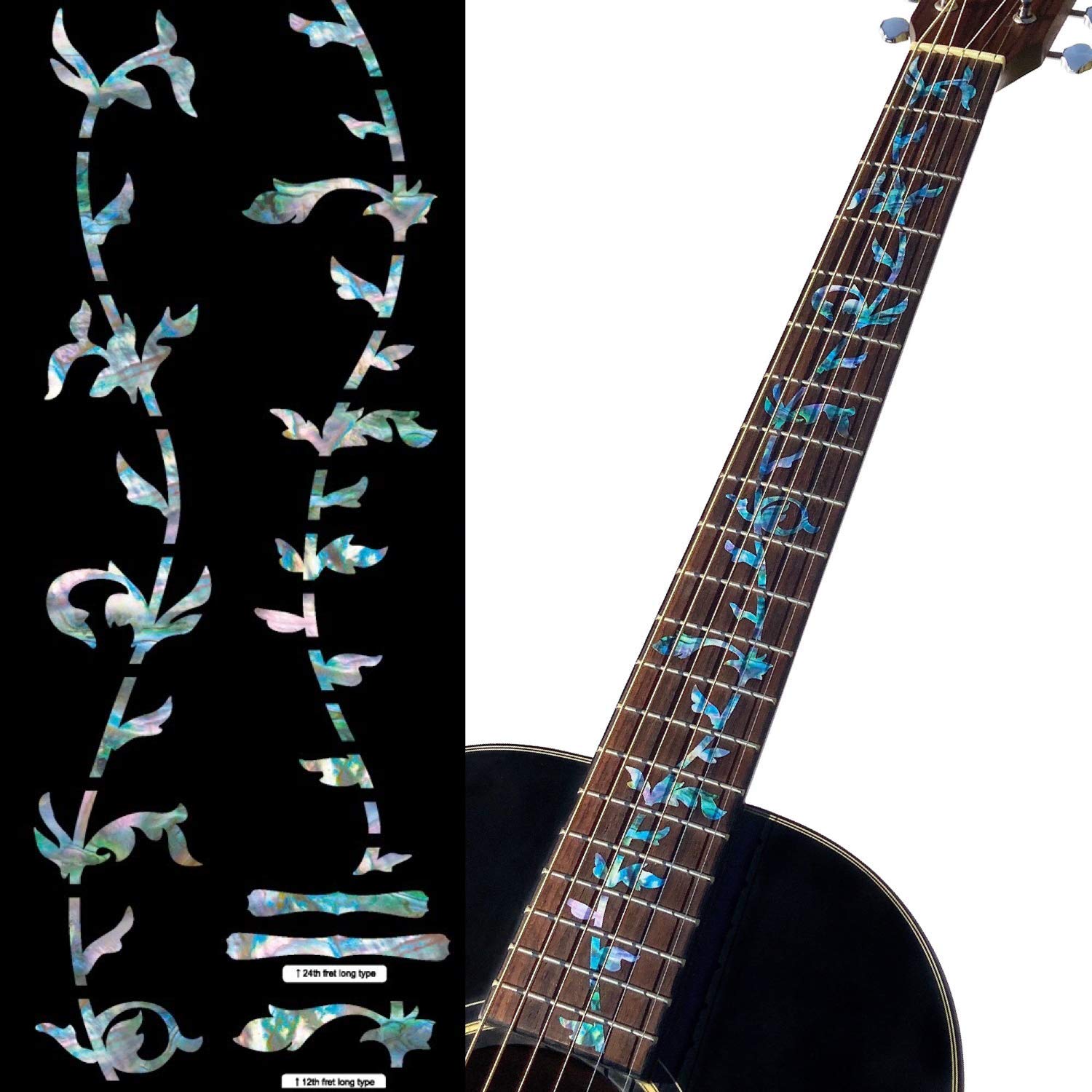 Inlay Sticker Fret Markers for Guitars - Tree of Life - Abalone Mix,FT-050TG-MX