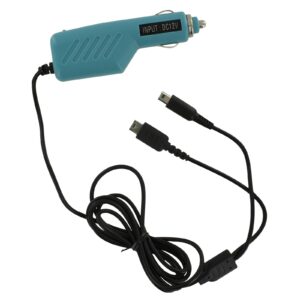 zedlabz 12v car charger adaper for nintendo ds lite, dsi, 2ds & 3ds - sky blue