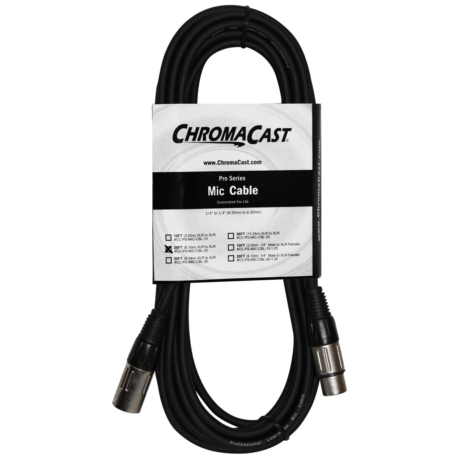 ChromaCast Pro Series 20 Foot XLR to XLR Microphone Cable, Black