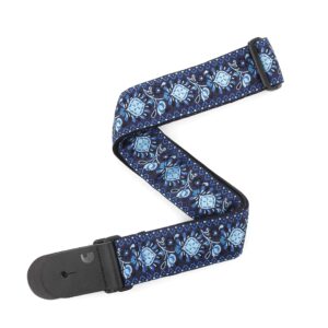 d'addario woven guitar strap - guitar accessories - electric guitar strap, acoustic guitar strap, acoustic electric guitar strap & bass guitar strap - monterey 2 - blue - 2" wide