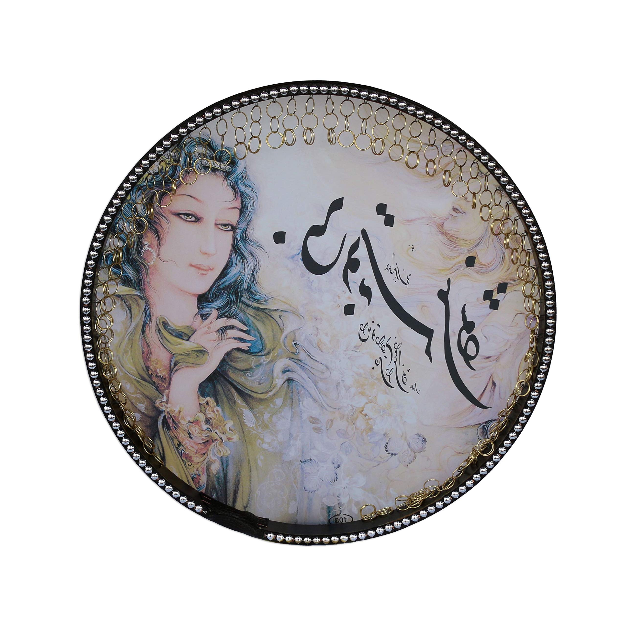 Persian Painting Daf, Deff, Def, Erbane, Bendir with Soft Case