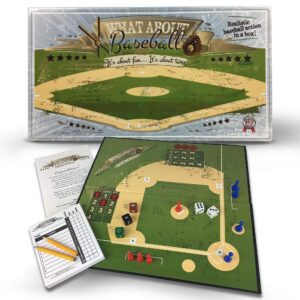 grandma smiley's what about baseball board game, baseball games for kids, baseball gifts for kids 8-12, baseball toys - 8 game tokens, 3 special dice, 2 white dice and 1 game board - made in the usa