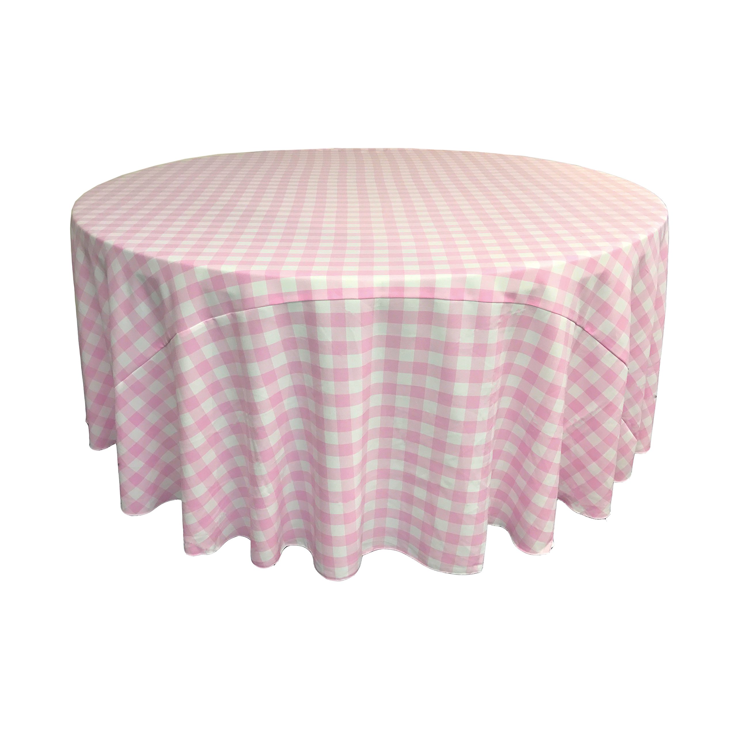 LA Linen Gingham Tablecloth - Checkered Tablecloth for Parties, Picnics & More - Farmhouse Tablecloth - Spring Tablecloth - Picnic Tablecloth - Cloth Tablecloths for Round Tables - 120" Pink