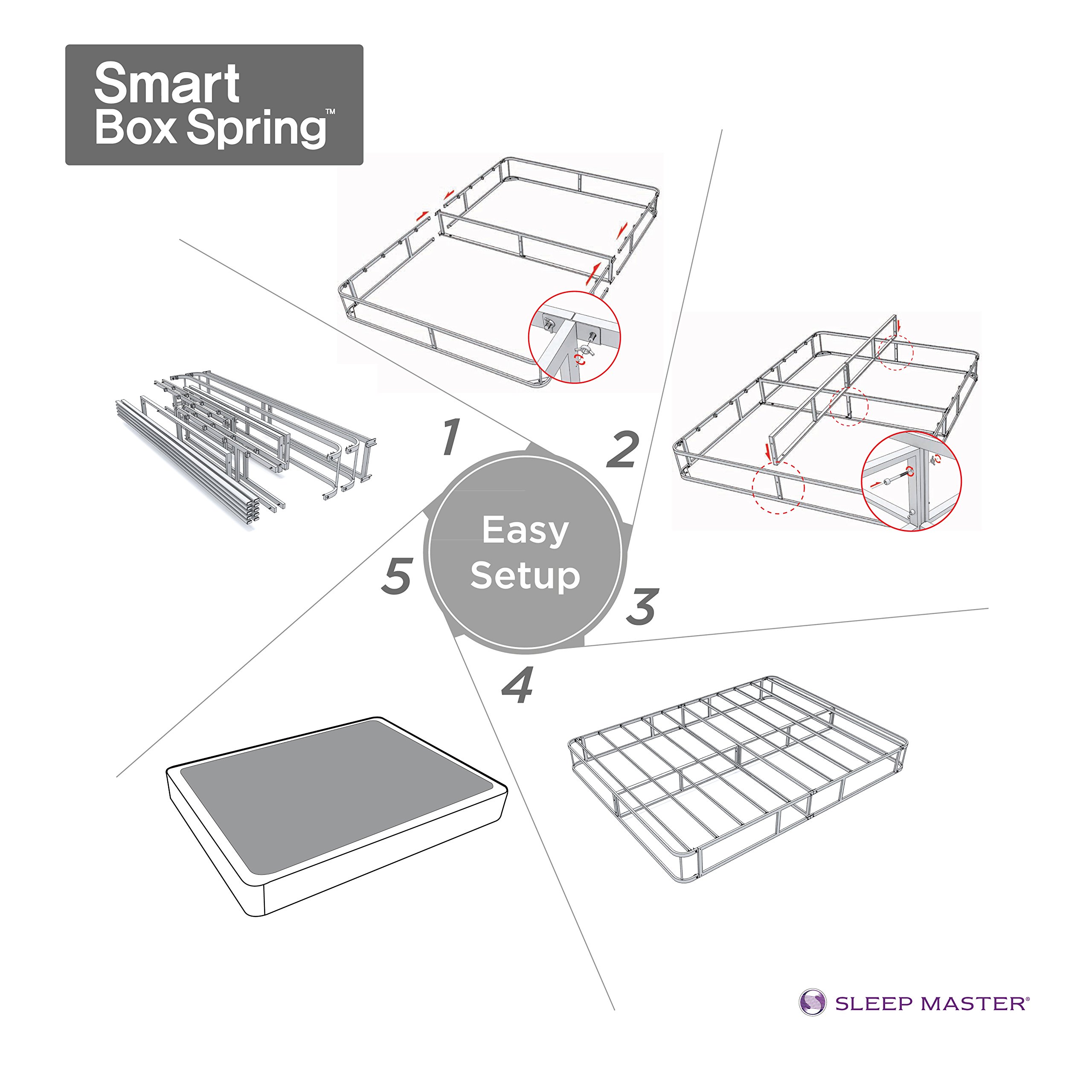 ZINUS 9 Inch Metal Smart Box Spring, Mattress Foundation, Strong Metal Frame, Easy Assembly, Full