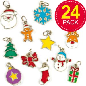 Baker Ross EF961 Christmas Charms - Pack of 24, Ideal for Jewelry, Bracelet, Necklace and KeychainMaking, Kids' Arts and Crafts, Gifts