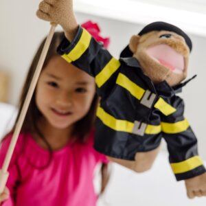 Melissa & Doug Rescue Puppet Set - Police Officer and Firefighter - Soft, Plush Puppets For Kids Ages 3+