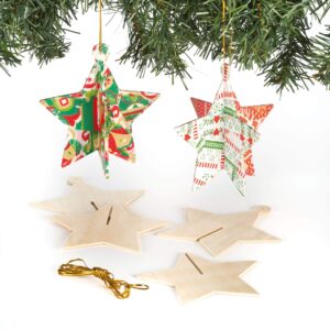 Baker Ross EF927 3D Wooden Christmas Tree - Pack of 6, Decoration Kits, Christmas Arts and Crafts for Kids to Decorate and Personalize