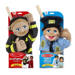 Melissa & Doug Rescue Puppet Set - Police Officer and Firefighter - Soft, Plush Puppets For Kids Ages 3+