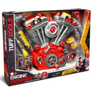 Lanard Tuff Tools: Engine Overhaul - 25 pc Playset, Lights & Sounds, Motorcycle Engine Building Set, Realistic Mechanic Toy, Kids Ages 3+