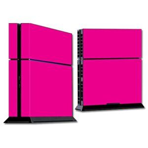 mightyskins skin compatible with sony playstation 4 ps4 console wrap sticker skins solid hot pink