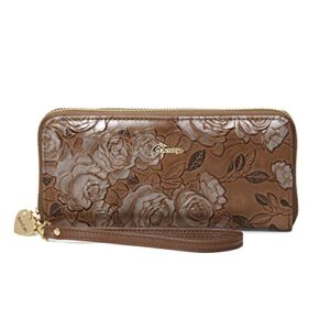 artseye rose collection genuine leather zip wallet clutch (grey)