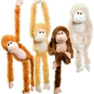 Fuzzy Friends 1 Each Burnt Orange, Blonde, Cream and Dark Brown Fuzzy Friends Plush Monkey with Velcro Hands Furry Stuffed Animal, Set of 4