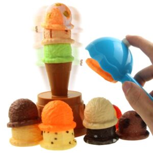 Ice Cream Toy Stacking Tower - Balancing and Stackable Scoop Ice Cream for Toddlers, Kids Pretend Food Play Set Kitchen Dessert