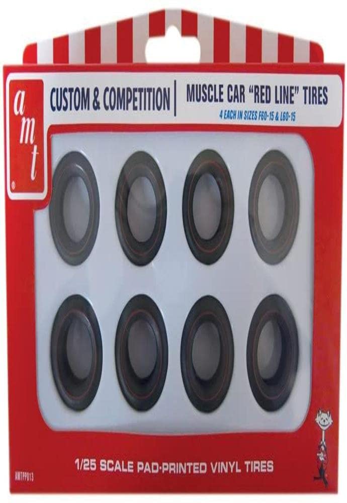 AMT Unknown Red Line Tires Parts Pack (Works with Many Vintage Muscle, Custom & Street Rod car Kits), 1:25 (AMTPP013)