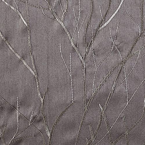 Madison Park Andora Embroidered Back Tab Fabric Single Window Living Room, Transitional Rod Pocket Light Curtain for Bedroom, 1-Panel Pack, 50 x 84, Grey