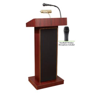 Oklahoma Sound 800X-MY/LWM-5 Orator Lectern and Handheld Mic, Mahogany