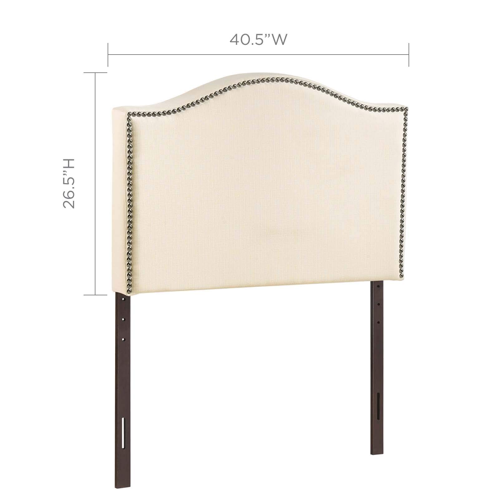 Modway Curl Linen Fabric Upholstered King Headboard with Nailhead Trim and Curved Shape in Ivory