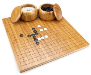 brybelly go set all natural bamboo wood go board | bowls and 361 bakelite stones | 2-player - classic chinese strategy board game | measures 19 x 19in top side or 13 x 13in under side beginner's board