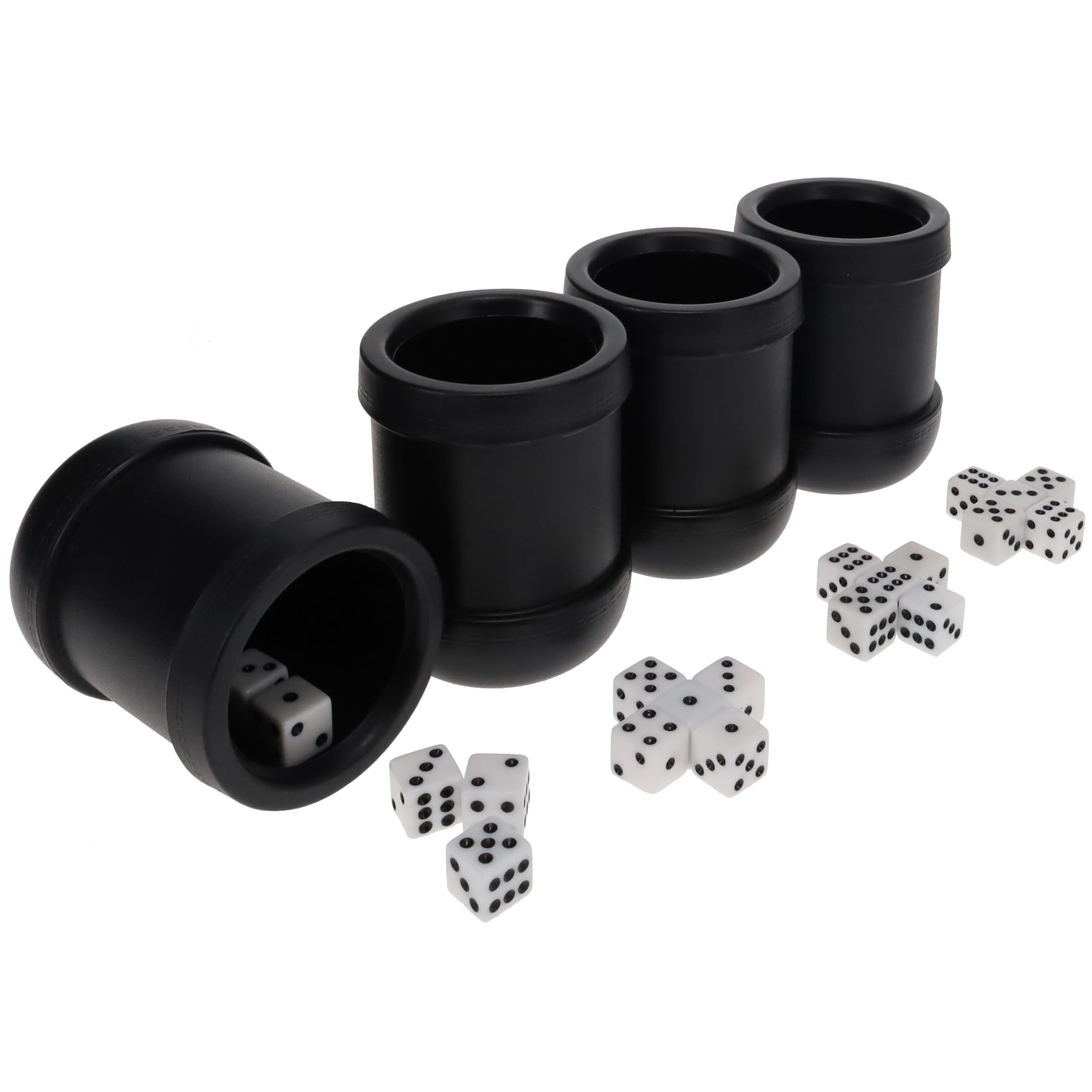 WE Games Dice Cups, Professional Grade Plastic with 20 Dice & Instructions for Liar's Dice, Set of 4