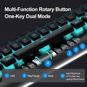 AULA F2099 Low Profile Mechanical Gaming Keyboard, with Blue Switches, Media Knob, RGB Backlight, Ultra-Thin Keycaps, 104-Keys Anti-Ghosting Programmable USB Wired Computer Keyboards