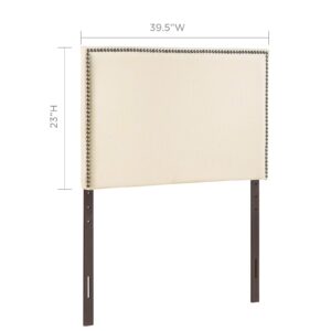 Modway MOD-5218 Region Linen Fabric Upholstered Twin Headboard in Ivory with Nailhead Trim