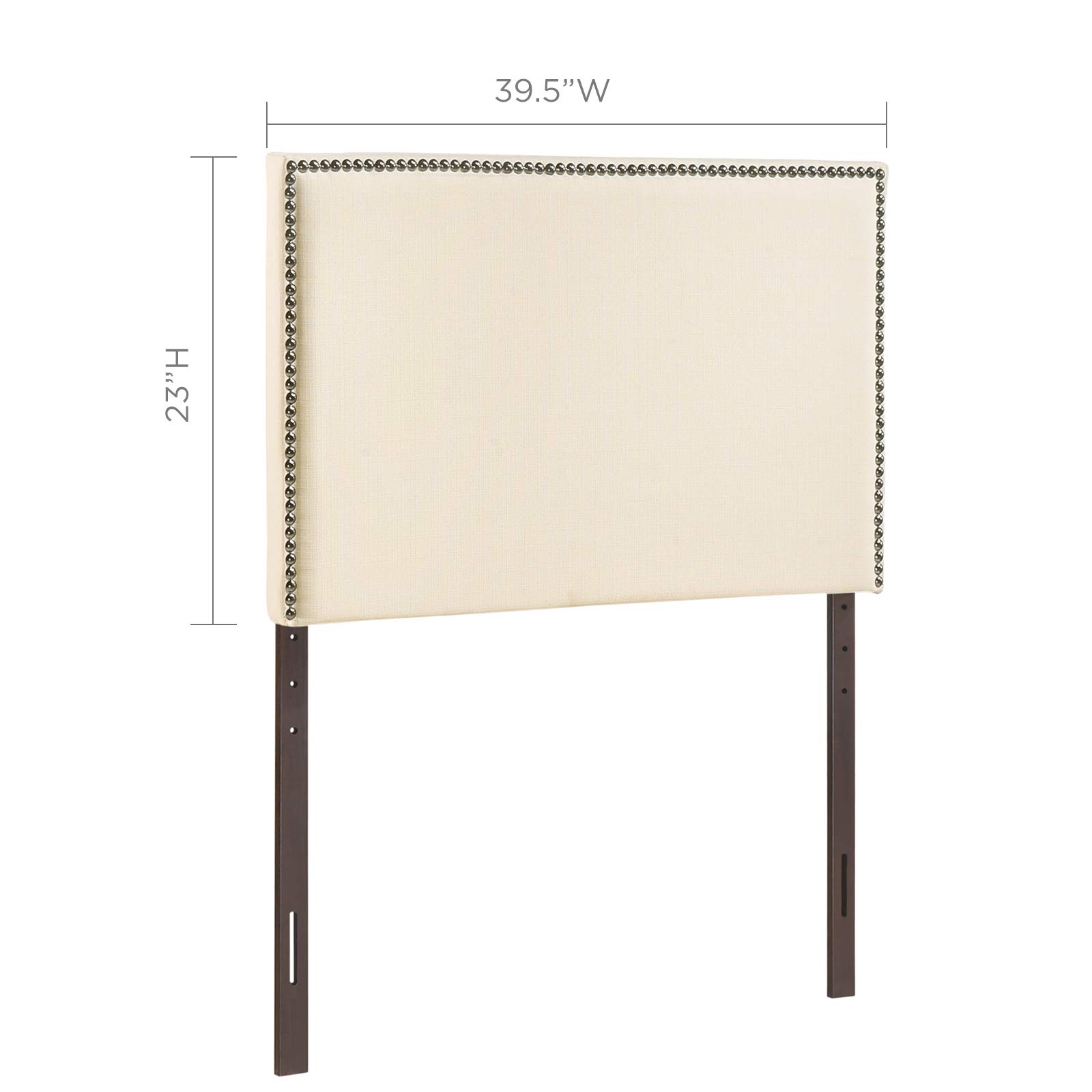 Modway MOD-5218 Region Linen Fabric Upholstered Twin Headboard in Ivory with Nailhead Trim