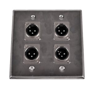 Seismic Audio Speakers Stainless Steel Wall Plate - 2 Gang with 4 XLR Male Connectors