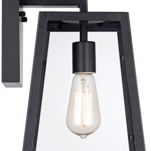 John Timberland Arrington Modern Industrial Outdoor Wall Light Fixture Black 13" Clear Glass Antique Edison Style Bulb Exterior House Porch Patio Outside Deck Garage Yard Front Door Garden Home