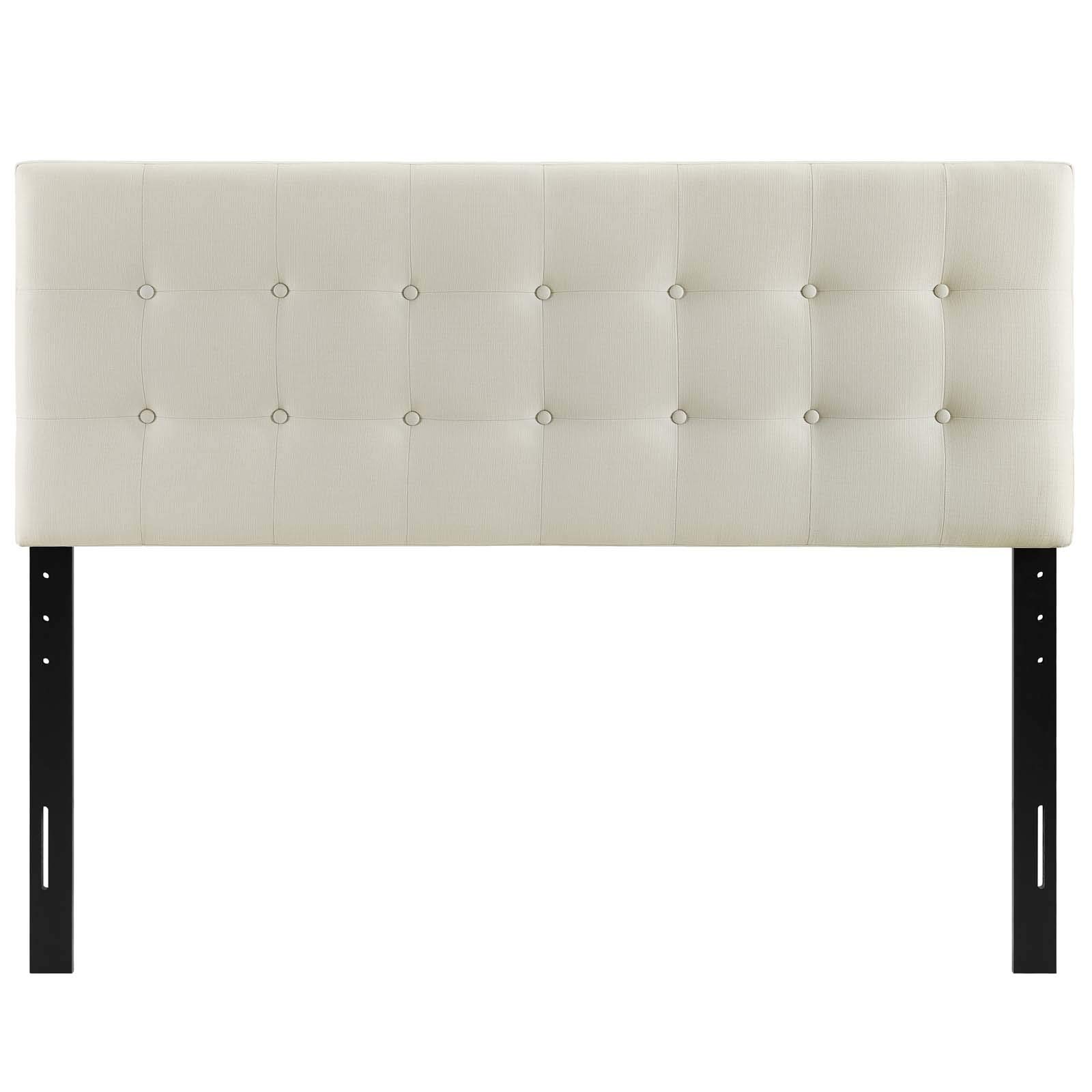 Modway Emily Tufted Button Linen Fabric Upholstered King Headboard in Ivory