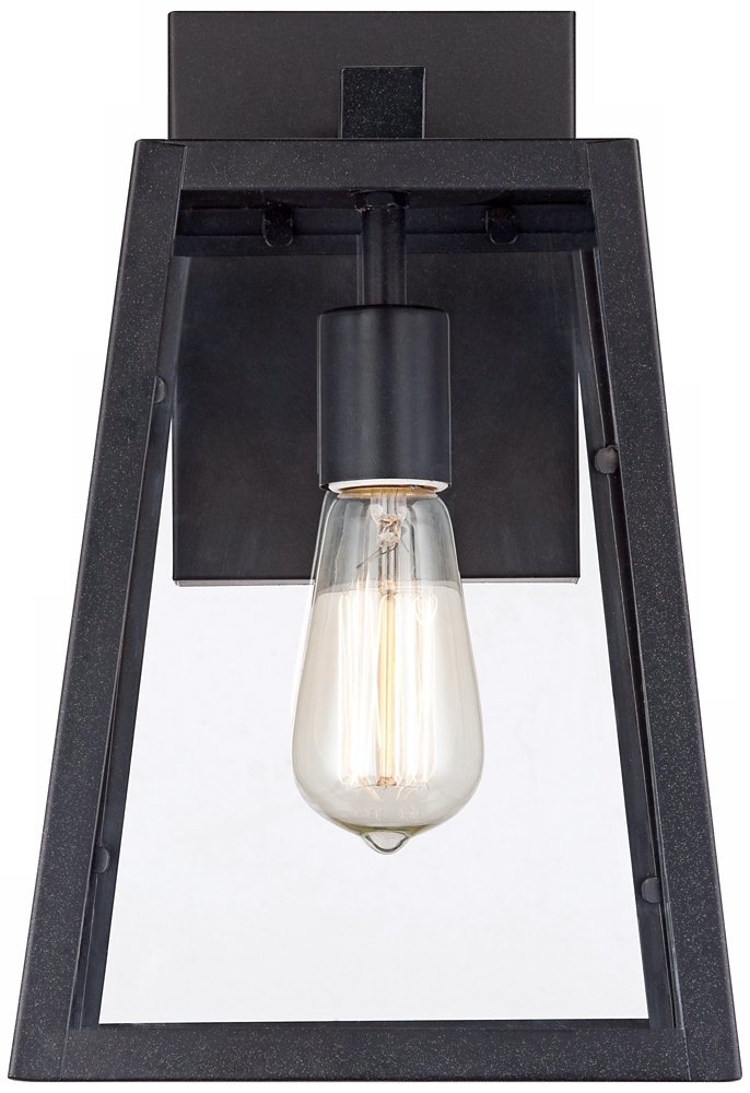 John Timberland Arrington Modern Industrial Outdoor Wall Light Fixture Black 13" Clear Glass Antique Edison Style Bulb Exterior House Porch Patio Outside Deck Garage Yard Front Door Garden Home