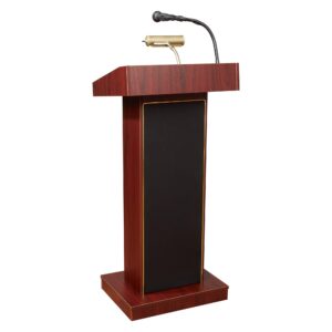 oklahoma sound 800x-my/lwm-5 orator lectern and handheld mic, mahogany