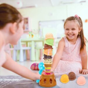 Ice Cream Toy Stacking Tower - Balancing and Stackable Scoop Ice Cream for Toddlers, Kids Pretend Food Play Set Kitchen Dessert